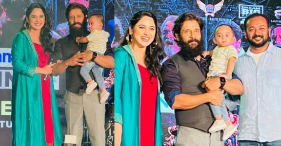 Vikram carries Miya's son on stage during 'Cobra' promotion event ...