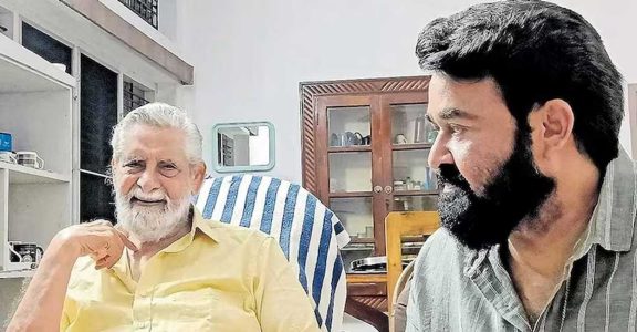 Mohanlal's surprise visit to Madhu on his 90th birthday | Onmanorama
