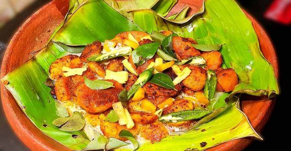 Chembu in rich and creamy gravy! Check out this vegetarian nirvana recipe