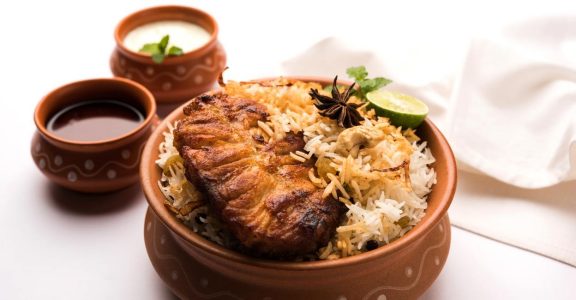 Aromatic fish dum biryani