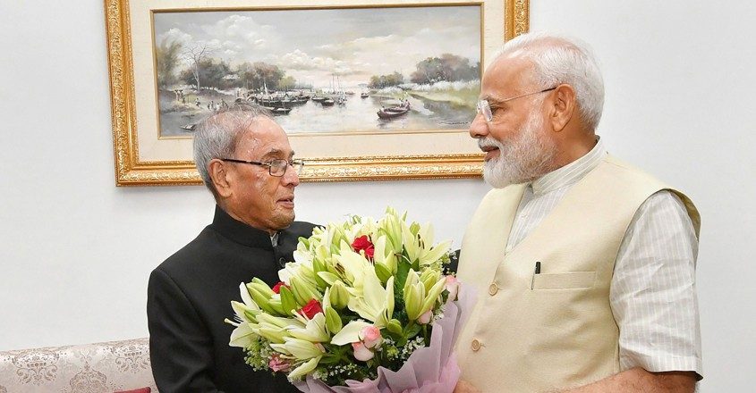 Modi meets Pranab Mukherjee, seeks his blessings | Post-Election News ...