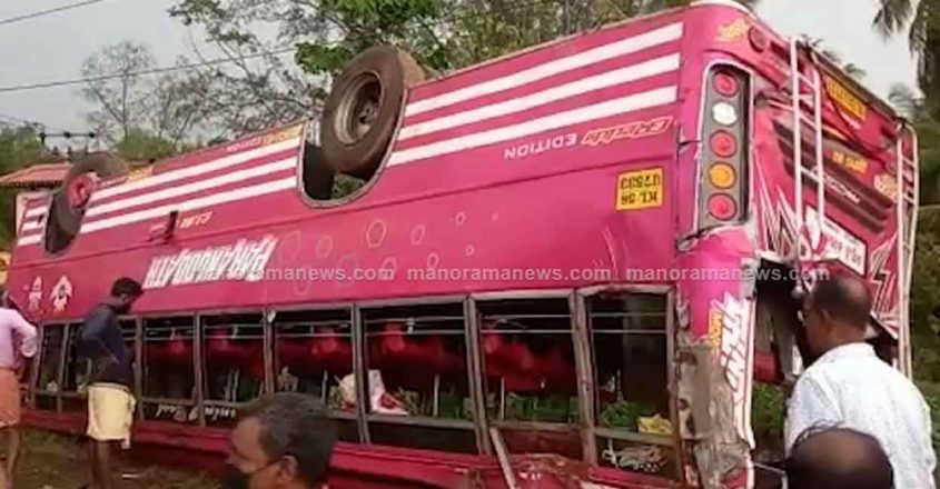 Miraculous escape for many as bus turns upside down in Kasaragod ...