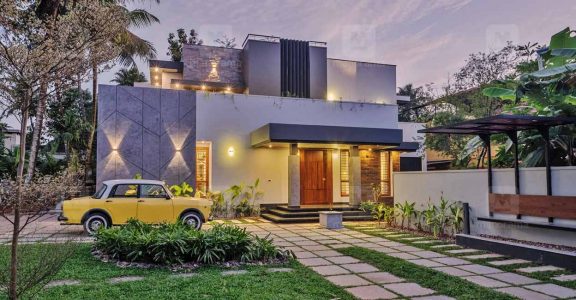 This contemporary Perumbavoor house is awesome with twin facades ...