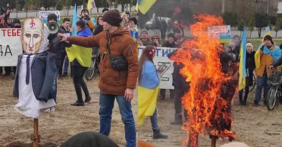 'Putin burns Ukraine, Ukrainians burn Putin'