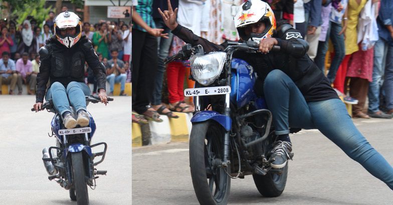 No stunt this! Woman techie thrills with daredevilry on bikes | Ahitha ...